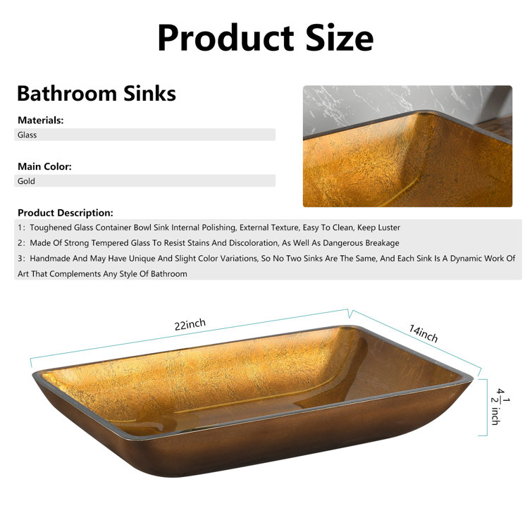 Interbath 14'' Glass Rectangular Vessel Bathroom Sink with Faucet | Wayfair